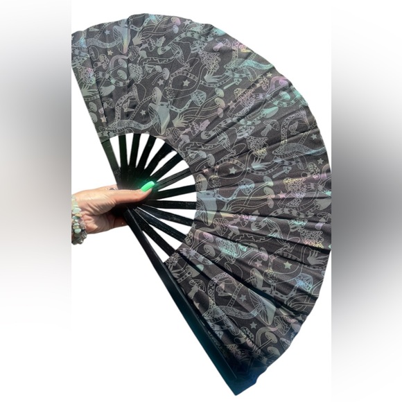 None | Party Supplies | Reflective Rainbow Mushroom Large Folding Fan ...